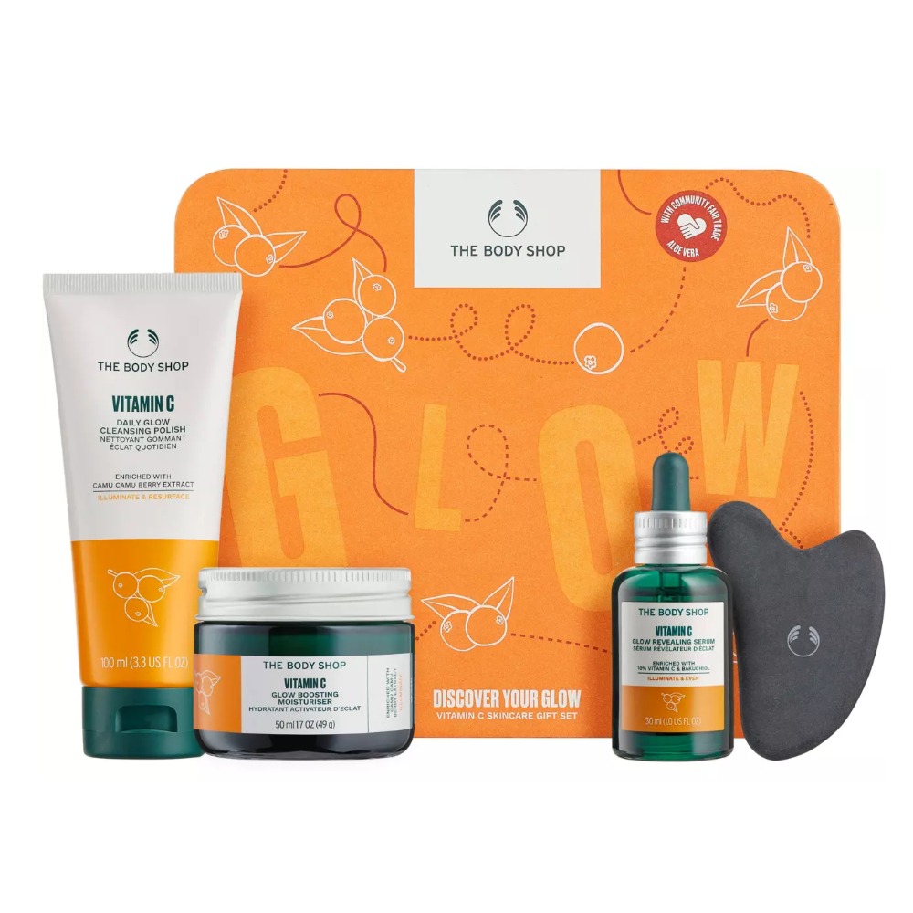 New THE BODY SHOP DISCOVER YOUR GLOW VITAMIN C SKINCARE GIFT SET - Own4Less